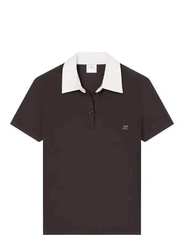 COURREGES Cotton Blend Polo Shirt - Brown