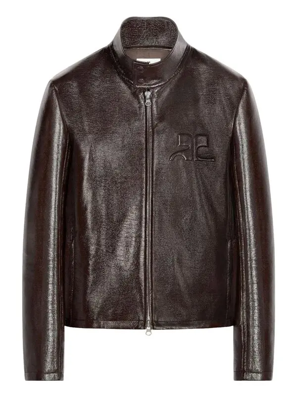 COURREGES Vinyl Biker Jacket - Brown