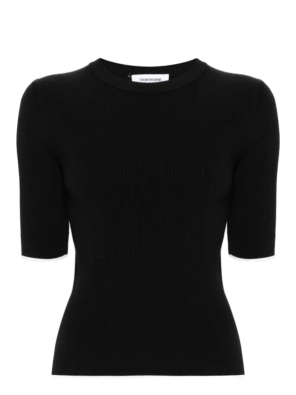 Thom Browne Contrasting-trim Ribbed Jumper - Black