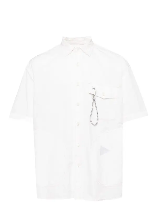 AND WANDER Appliqué-detail Short-sleeve Shirt - White