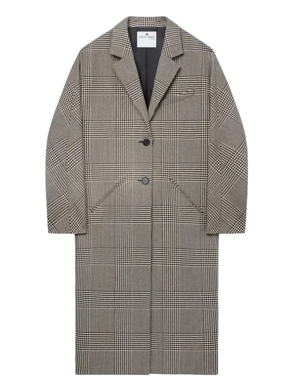 COURREGES Cocoon Checked Coat - Black