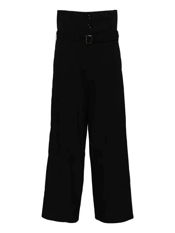 Y’s High-waisted Cotton Trousers - Black