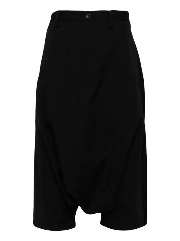 Yohji Yamamoto Drop-crotch Wool Trousers - Black