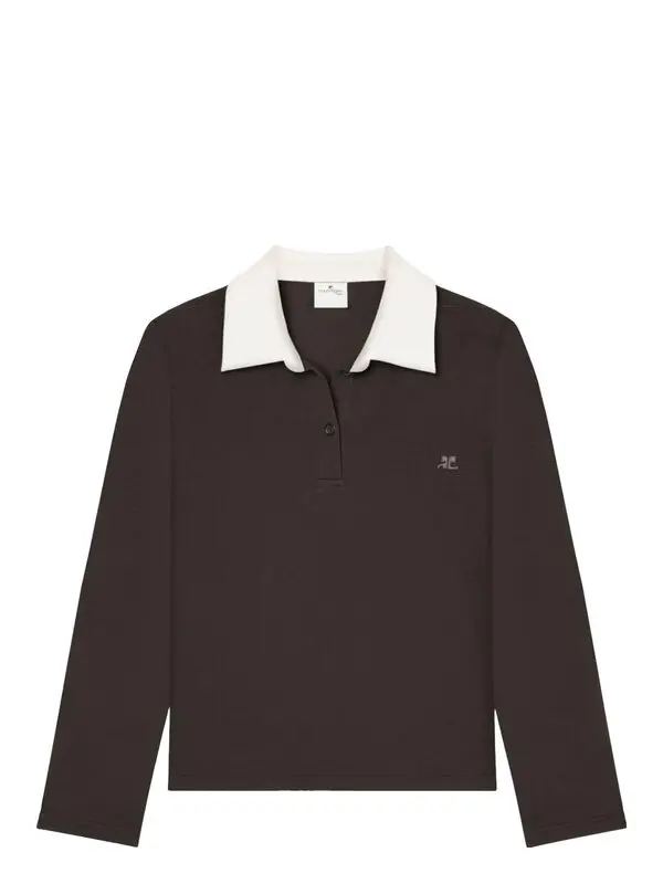 COURREGES Cotton Blend Polo Shirt - Brown