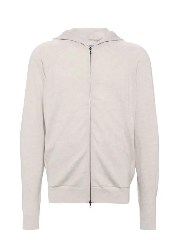John Smedley Merino Zipped Hoodie - Neutrals