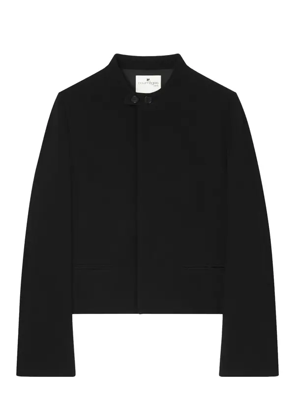 COURREGES Logo-patch Crepe Jacket - Black