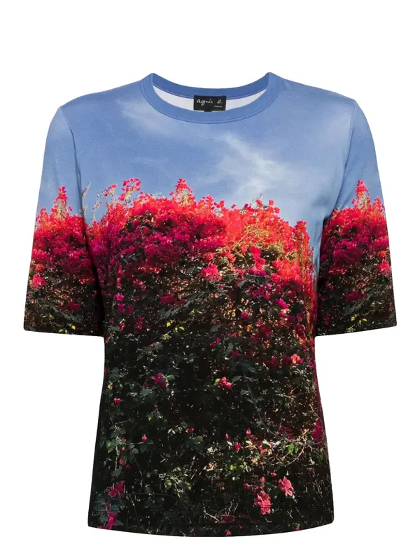 AGNÈS B. Bougainvilleas-print T-shirt - Blue