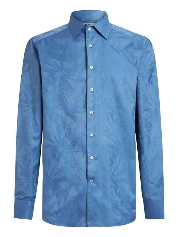 Etro Jacquard-print Cotton Shirt - Blue