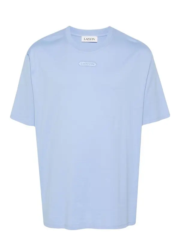 LANVIN Logo-embroidered Cotton T-shirt - Blue