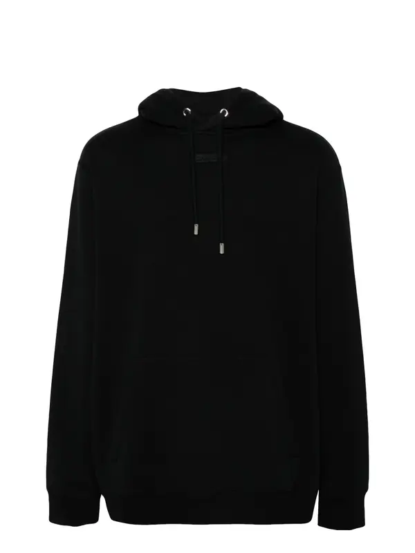 LANVIN Logo-embroidered Cotton Hoodie - Black