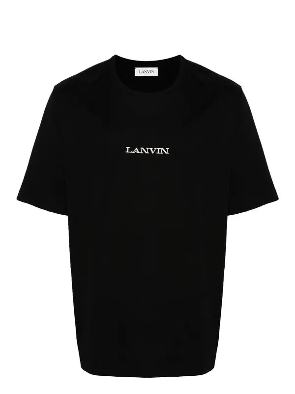 LANVIN Logo-embroidered Cotton T-shirt - Black