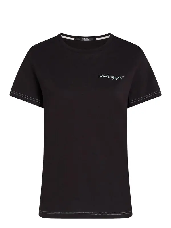 Karl Lagerfeld Logo-embroidered T-shirt - Black