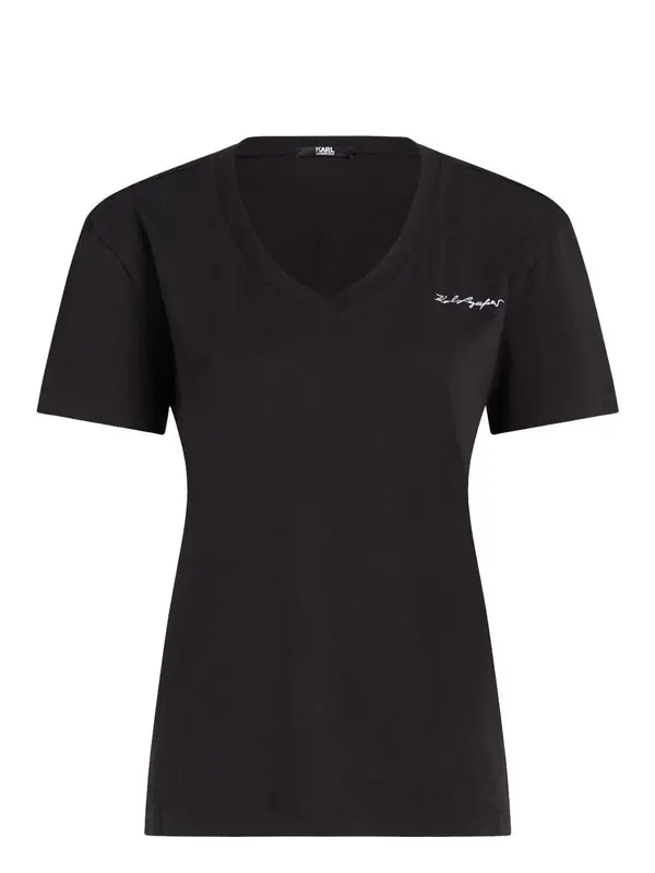 Karl Lagerfeld Signature V-neck T-shirt - Black