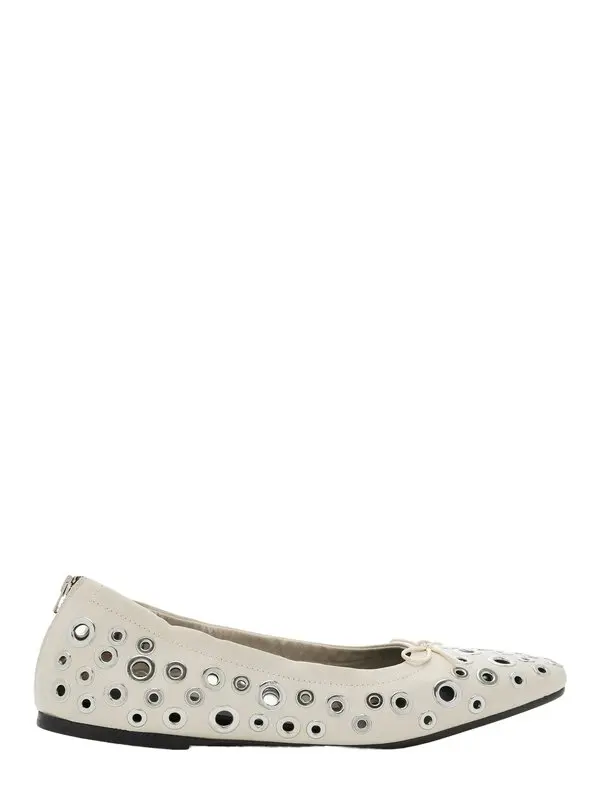 GOLDEN GOOSE Amy Eyelet-embellished Leather Ballet Flats - Neutral