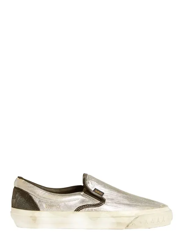 GOLDEN GOOSE Laminated Leather Slip-on Sneakers - Silver