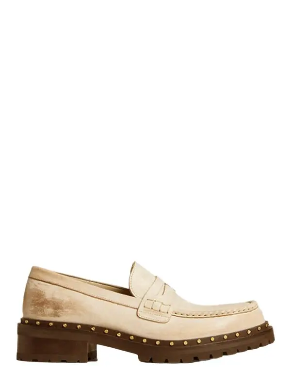GOLDEN GOOSE Jerry Rock Studded Leather Loafers - Neutral