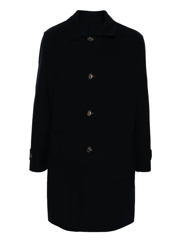Eleventy Single-breasted Reversible Wool Coat - Blue