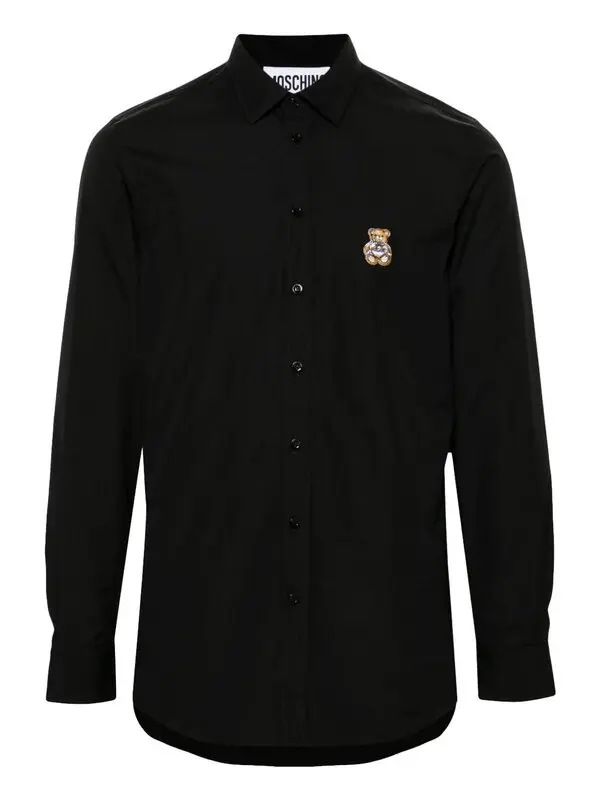 Moschino Teddy Bear-patch Cotton Shirt - Black