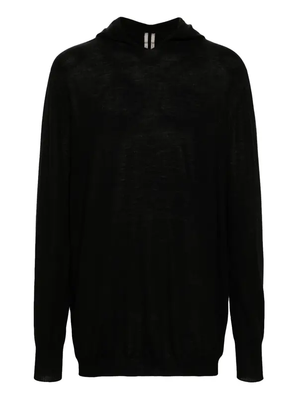 Rick Owens Fine-knit Hooded Jumper - Black