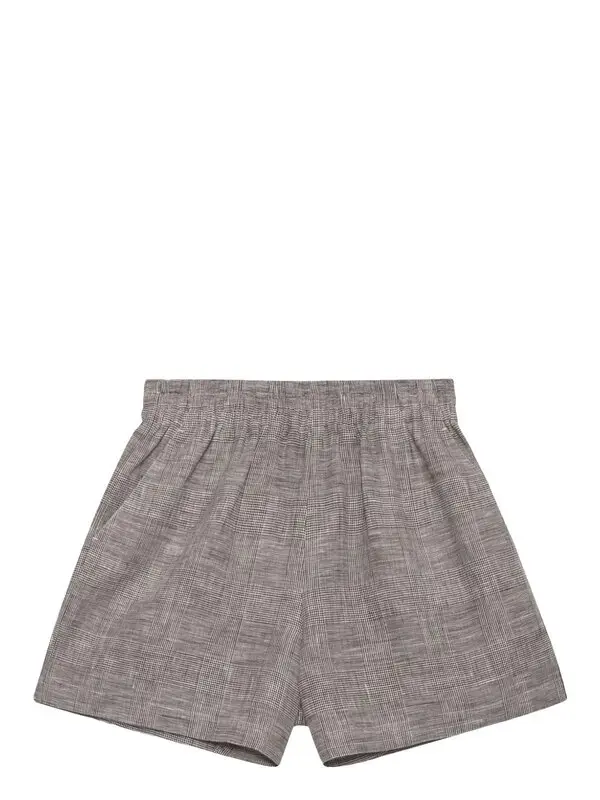 ANINE BING Check-print Linen Shorts - Neutrals