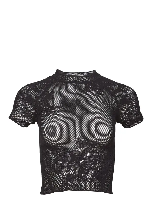 Fleur Du Mal Pointelle-knit Lace T-shirt - Black