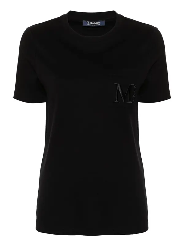 Max Mara Embroidered-logo Cotton T-shirt - Black