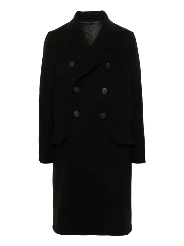 Rick Owens Officer Double-breasted Long Coat - Black