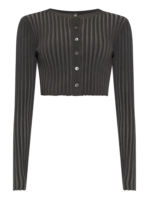 Alexander Wang Ribbed Cropped Cardigan - Black