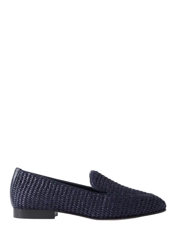 Manolo Blahnik Pitakara Raffia Loafers - Blue