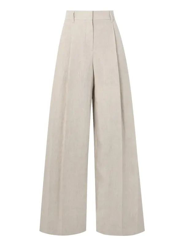 Brunello Cucinelli Pleated Wide-leg Linen Pants - Neutrals