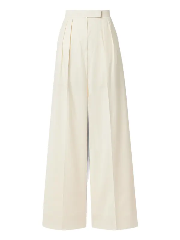 Max Mara Piombo Pleated Wool Wide-leg Pants - White