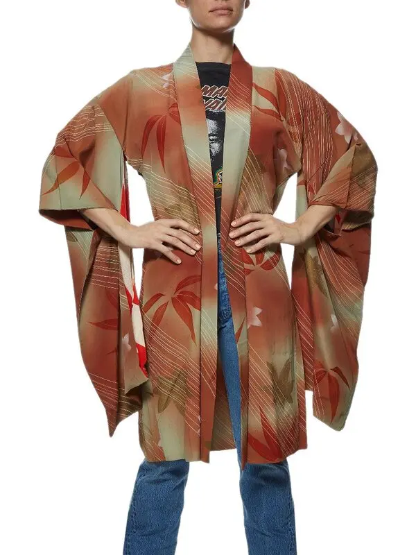 Vintage Wgaca Silk Kimono Haori - Orange