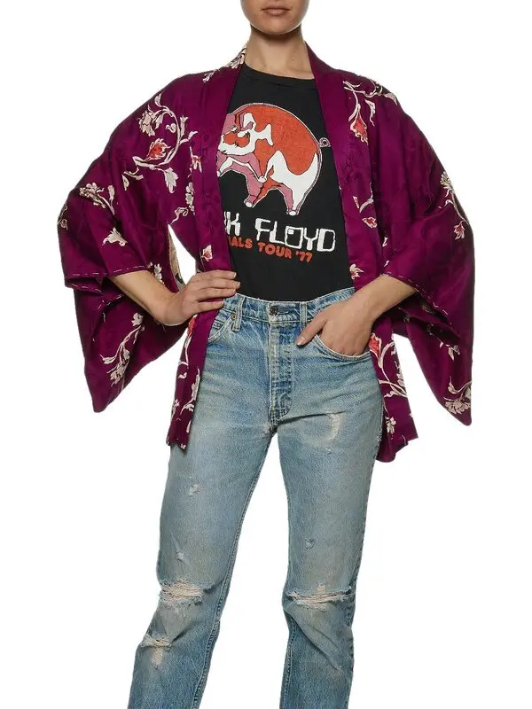 Vintage Wgaca Silk Kimono Haori - Red