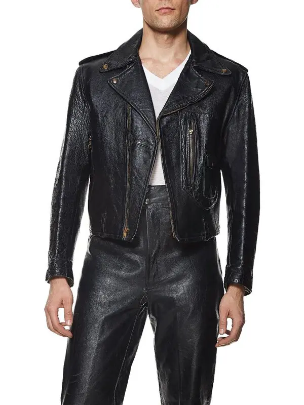 Vintage Horsehide Leather Hercules Moto Jacket - Black