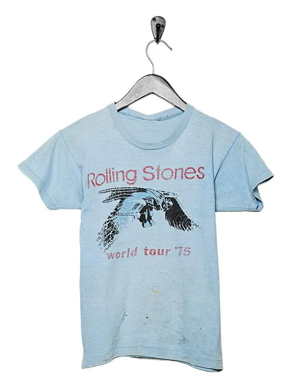 Vintage 1975 Rolling Stones World Tour Tee - Blue