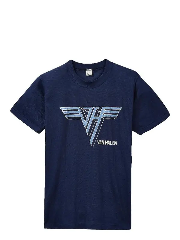 Vintage Wgaca 70s Van Halen Logo Tee - Blue