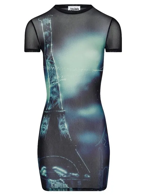 JEAN PAUL GAULTIER Mesh Mini Dress - Blue Pigalle Print