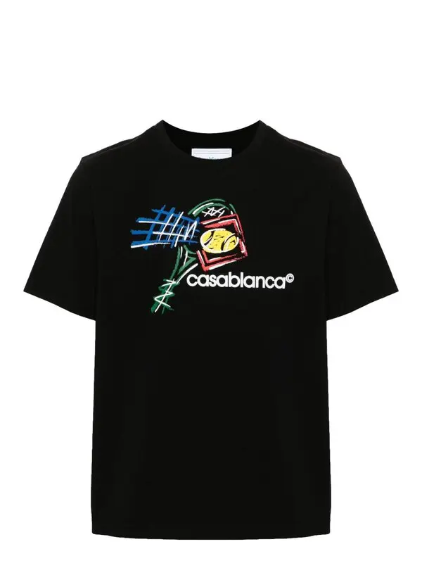 Casablanca Croquis De Tennis Logo-print T-shirt - Black