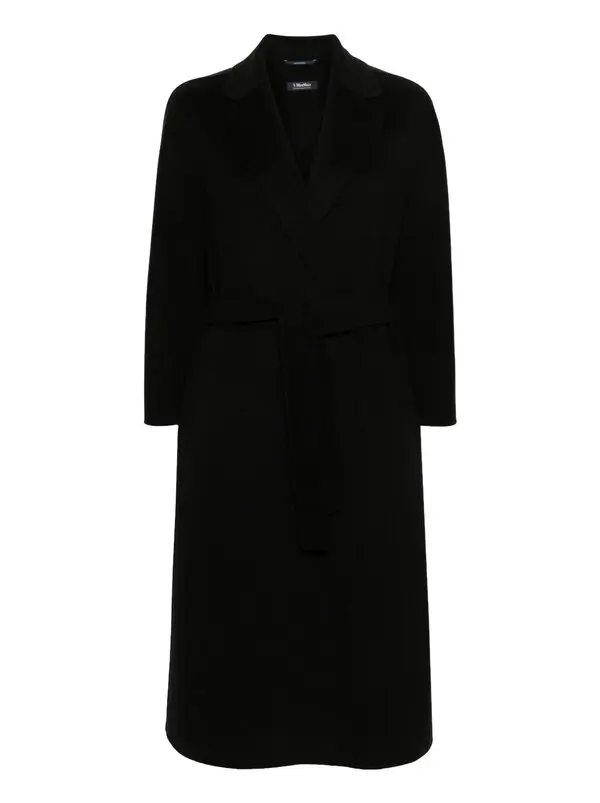 Max Mara Belted Wool Coat - Black