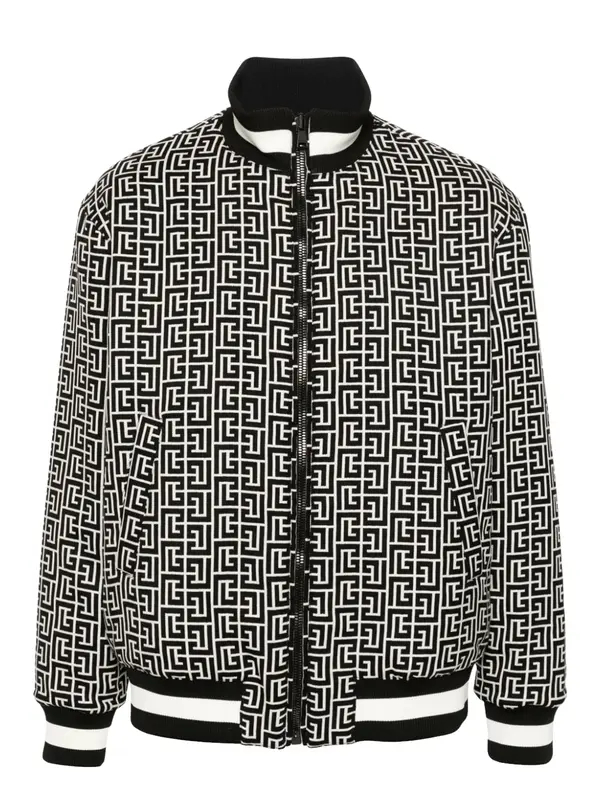 Balmain Monogram Reversible Bomber Jacket - Black