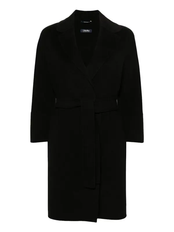 Max Mara Arona Belted Wool Coat - Black