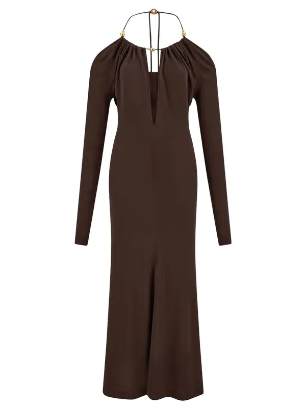 FERRAGAMO Open-back Crepe Maxi Dress - Brown