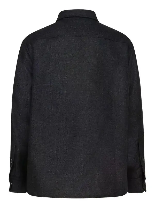 Valentino Garavani Overshirt In Wool Tweed With Metallic V Detail - Black