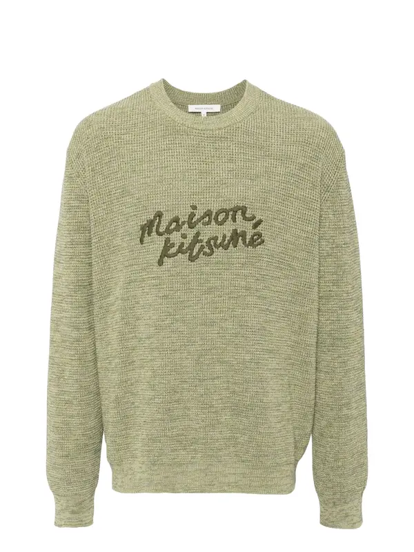 Maison Kitsuné Logo-embroidered Cotton Jumper - Green