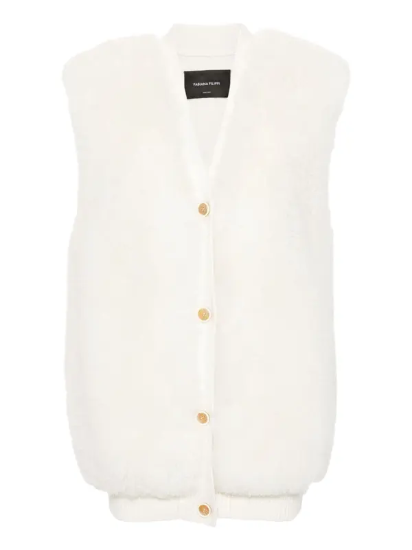 Fabiana Filippi Shearling Sleeveless Cardigan - White
