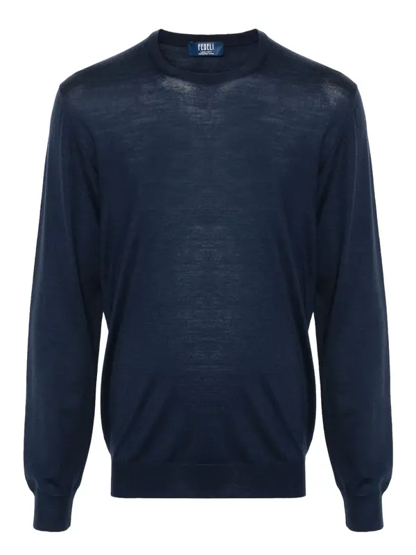 Fedeli Fine-knit Virgin Wool Jumper - Blue