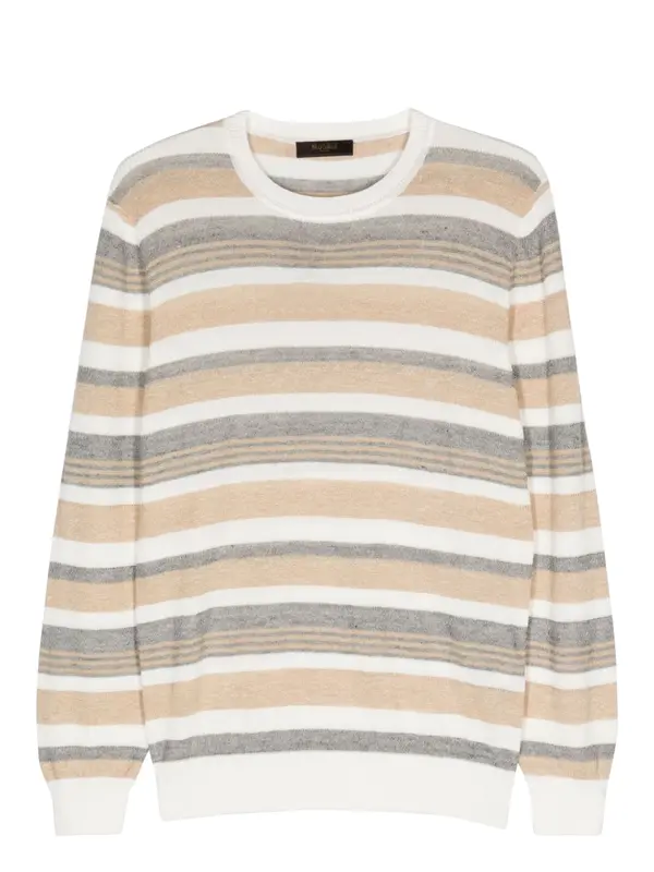 MOORER Elmer-rha Striped Jumper - Neutrals