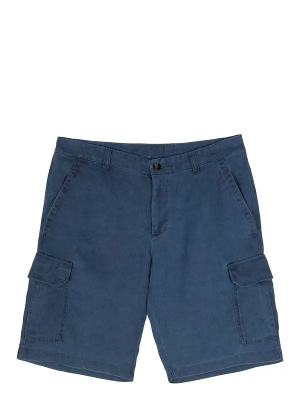 MOORER Aron Linen Cargo Shorts - Blue