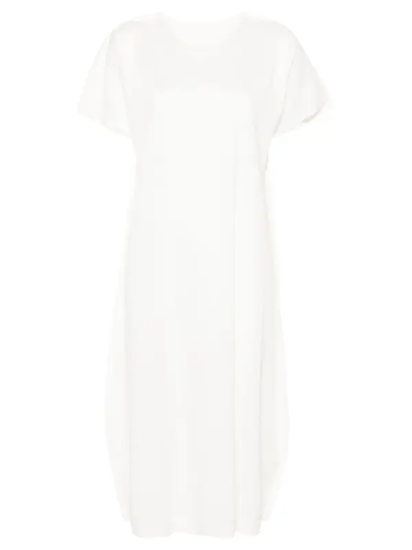 Issey Miyake A-poc Form Ribbed Midi Dress - White