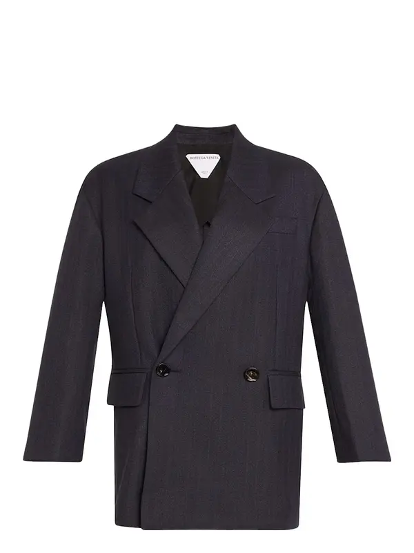 Bottega Veneta Striped Wool Double-breasted Jacket - Blue/black